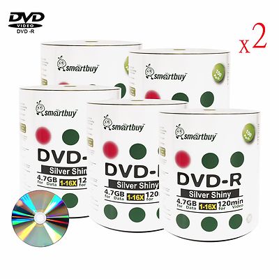 1000 Pack Grade A+ Smartbuy 16X DVD-R 4.7GB Shiny Silver Top Blank ...