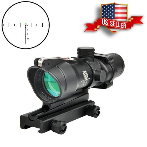 4x32 Fiber Optic Scope ACOG Style Green Chevron Reticle Sight Clone ...