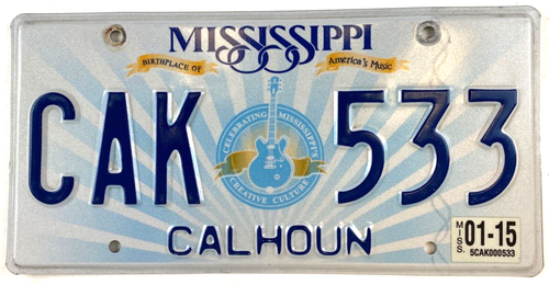 Mississippi 2015 License Plate Vintage Calhoun Co Man Cave Garage ...