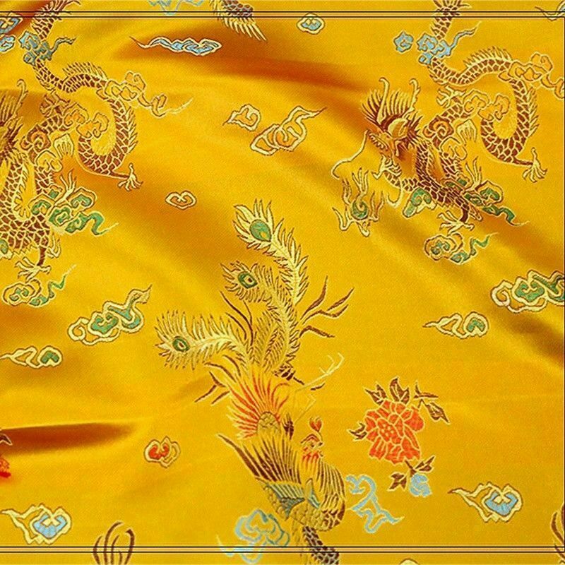 Chinese Satin Silk Dragon Phoenix Fabric Cloth Cheongsam Costume ...