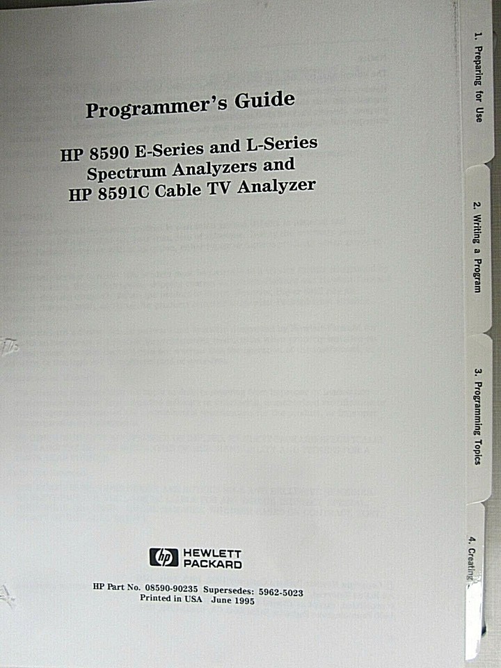 HP 8590 E & L Series Spectrum Analyzers & 8591C Cable TV Analyzer Prog ...