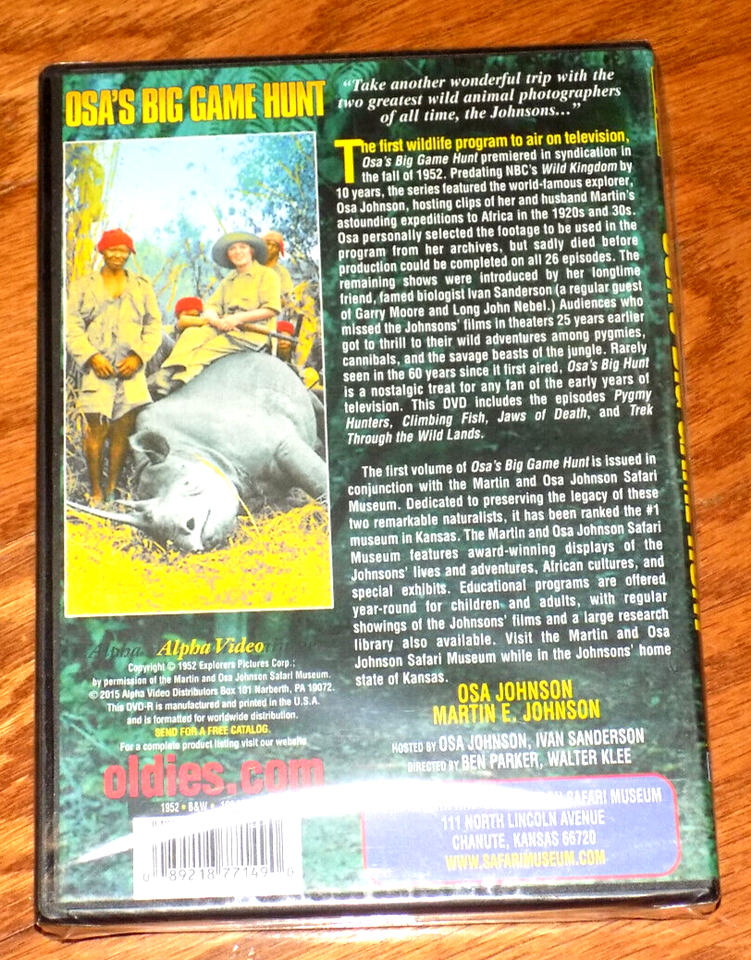 OSA'S BIG GAME HUNT Safari Africa African Hunting Vintage Footage DVD ...