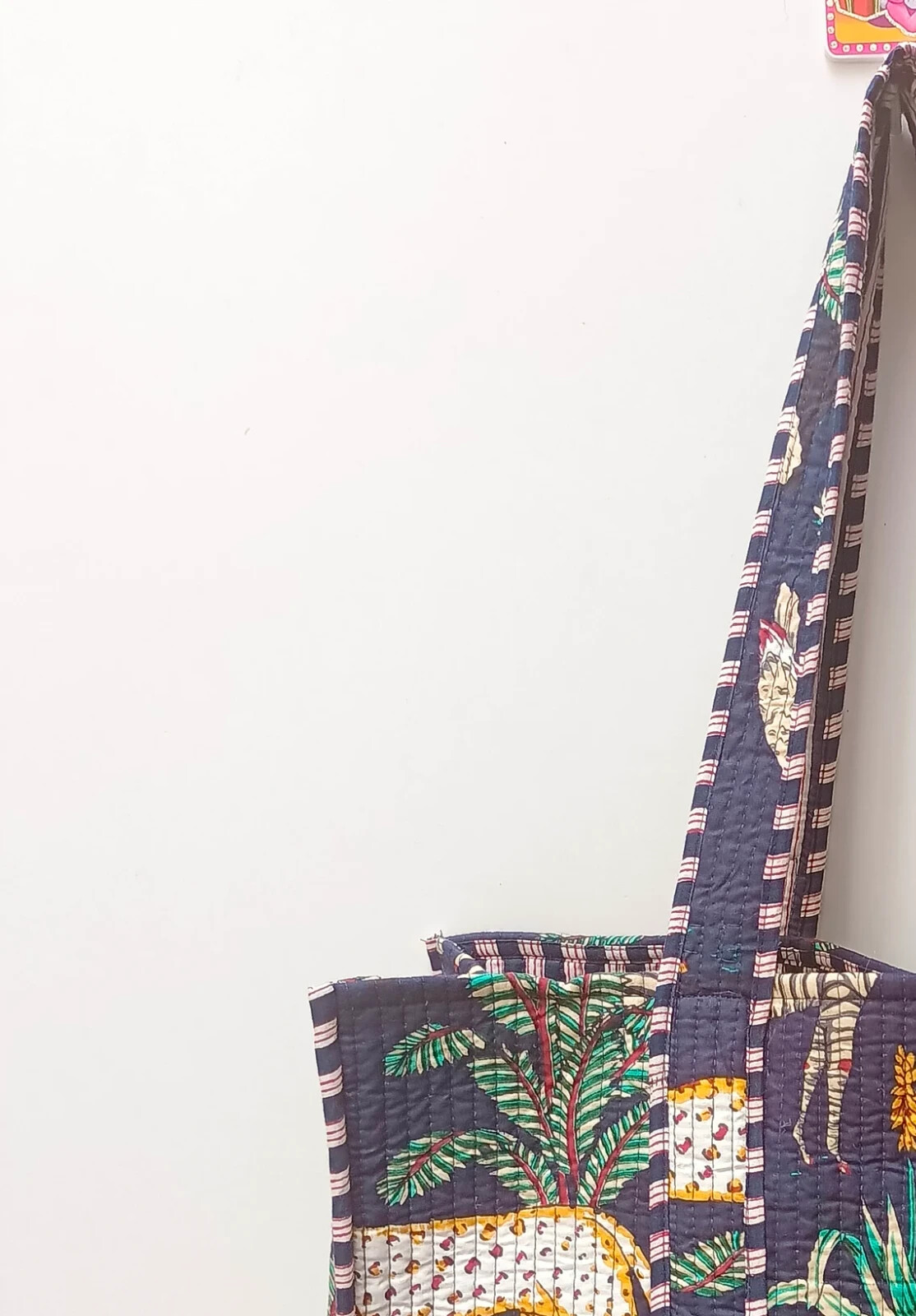 Indian Tote Bags Quilted Handmade Cotton Block Large Shoulder Shopping ...