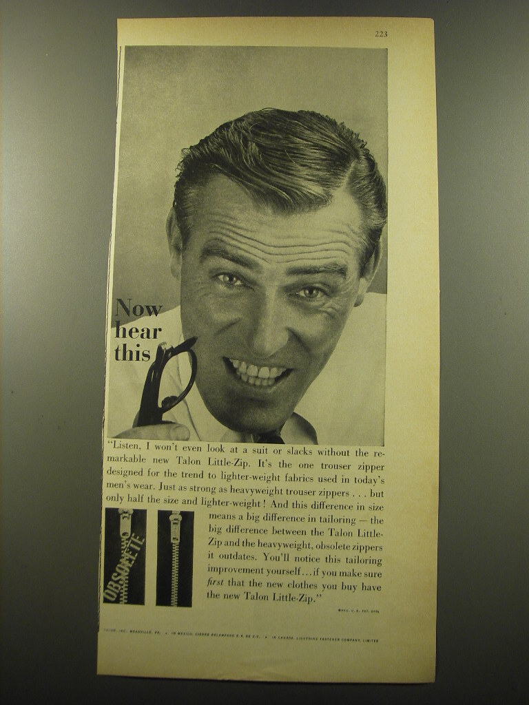 1959 Talon Little-Zip Zipper Ad - Now hear this | eBay