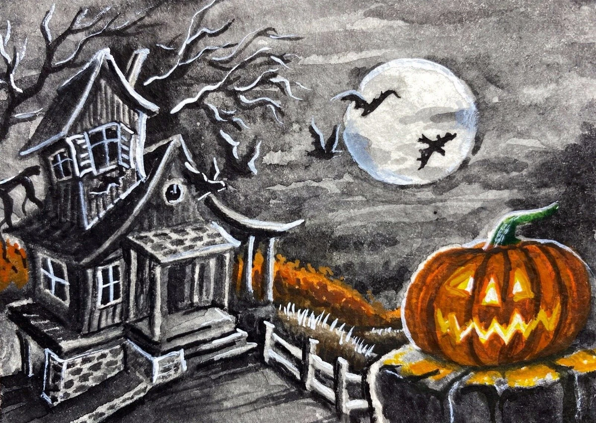 Halloween House Drawings