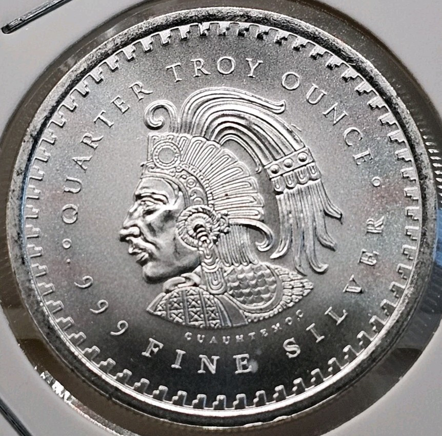 Pure Silver .999 Bullion - Mexico Aztec Calendar Mayan- 1/4 oz round ...