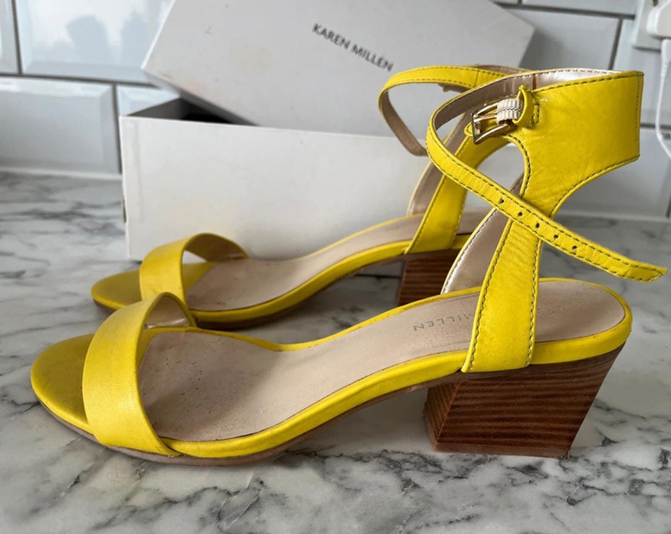 Karen Millen Lime yellow Block Heel Sandals – Size 39 (UK 6) | eBay UK