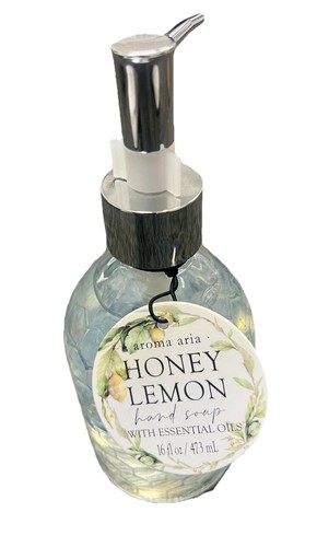 Aroma Aria Honey Lemon Liquid Hand Soap 16 fl oz Reusable Glass Bottle ...