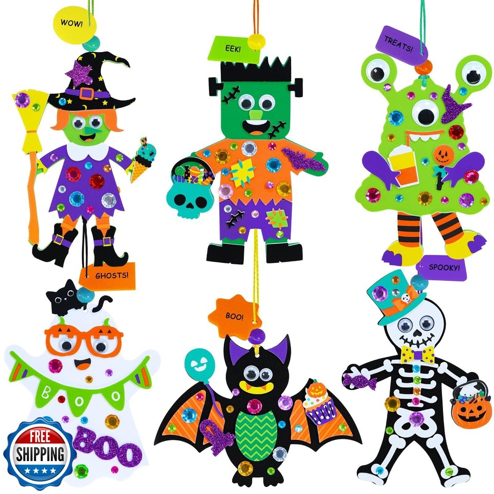 Winlyn 24 Sets Halloween Craft Kits Individual Fall Crafts DIY Bat ...