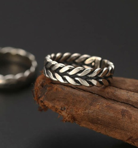 D07 Men's Ring Braided Pattern Cable Pattern Sterling Silver 925 ...