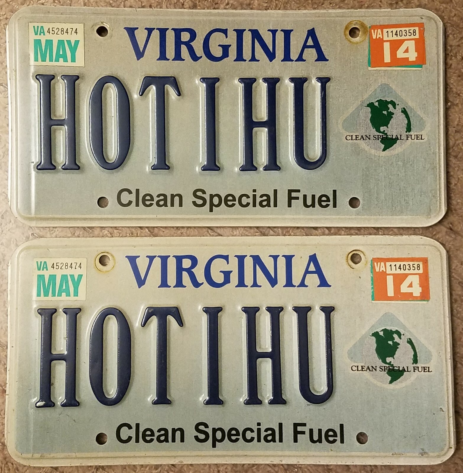 2014 Virginia Clean Special Fuel license plate pair 14 VA | eBay