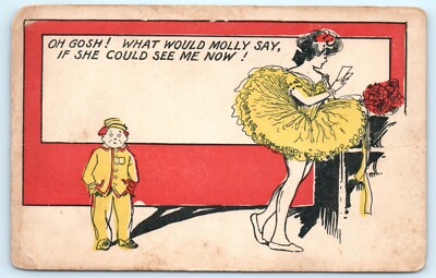 POSTCARD Oh Gosh What Would Molly Say Dancer Ballerina Humor 1907 | eBay