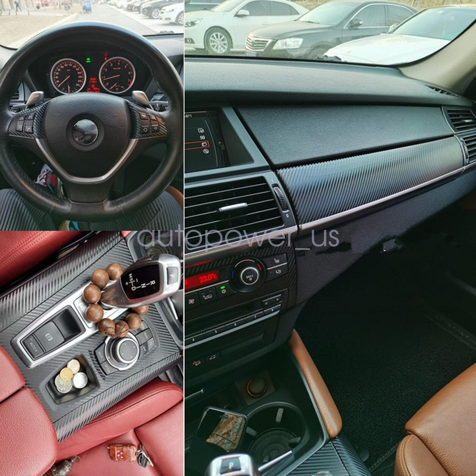 For 2008-2014 BMW X5 E70 X6 E71 3D Carbon Fiber Pattern Interior Trim ...