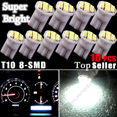 10PC Super White T10 LED Bulb Car Instrument Panel Cluster Dash Light ...