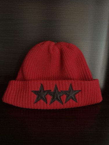 Chrome Hearts Triple Star Leather Patch Sludge Beanie ' Red Black ...