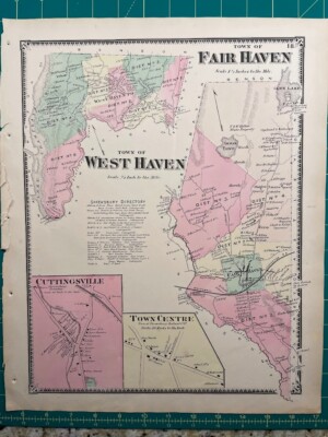 CT, MA, ME, NH, RI, VT - 1869 Beers Atlas Map