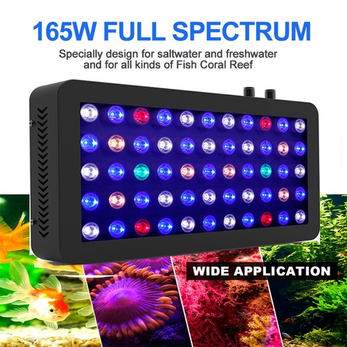 LED Aquarium Light 165W Full Spectrum for Coral Reef Marine Fish Tank ...
