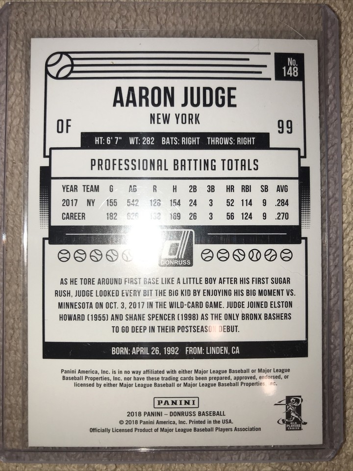 Aaron Judge #148 2018 Panini Donruss Holo Green Foil Yankees | eBay