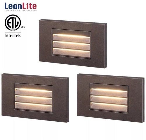 3-Pack LeonLite Louvered Dimmable LED Step Lights, Indoor/Outdoor Stair ...