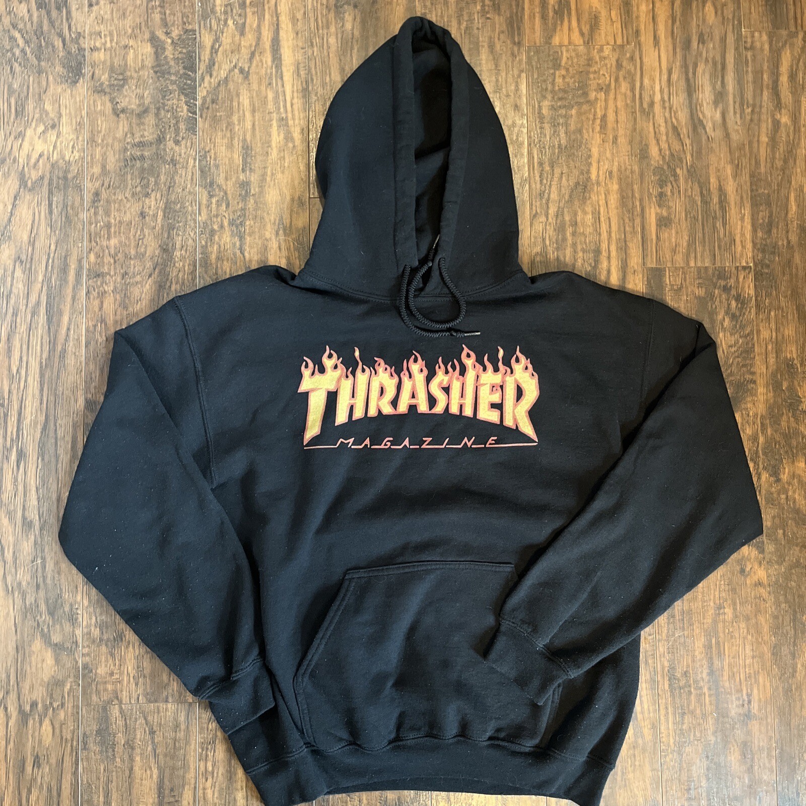 VTG THRASHER Skateboarding Magazine Hoodie Flames Spe… - Gem