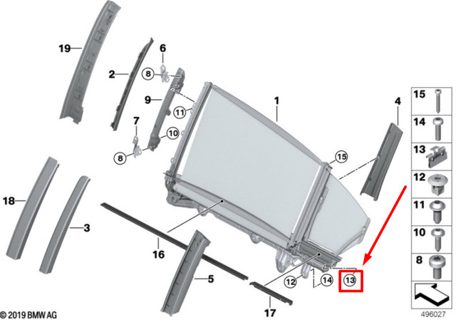 BMW 7 G11 G12 DOOR TRIM PANEL CLAMP 7149277 51167149277 GENUINE for ...