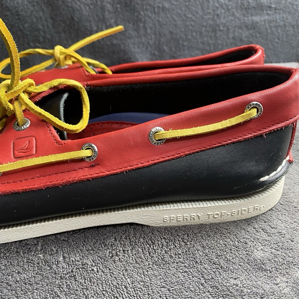 Sperry Men's Gold Cup Original Boat Shoe Black Red Yellow String ...