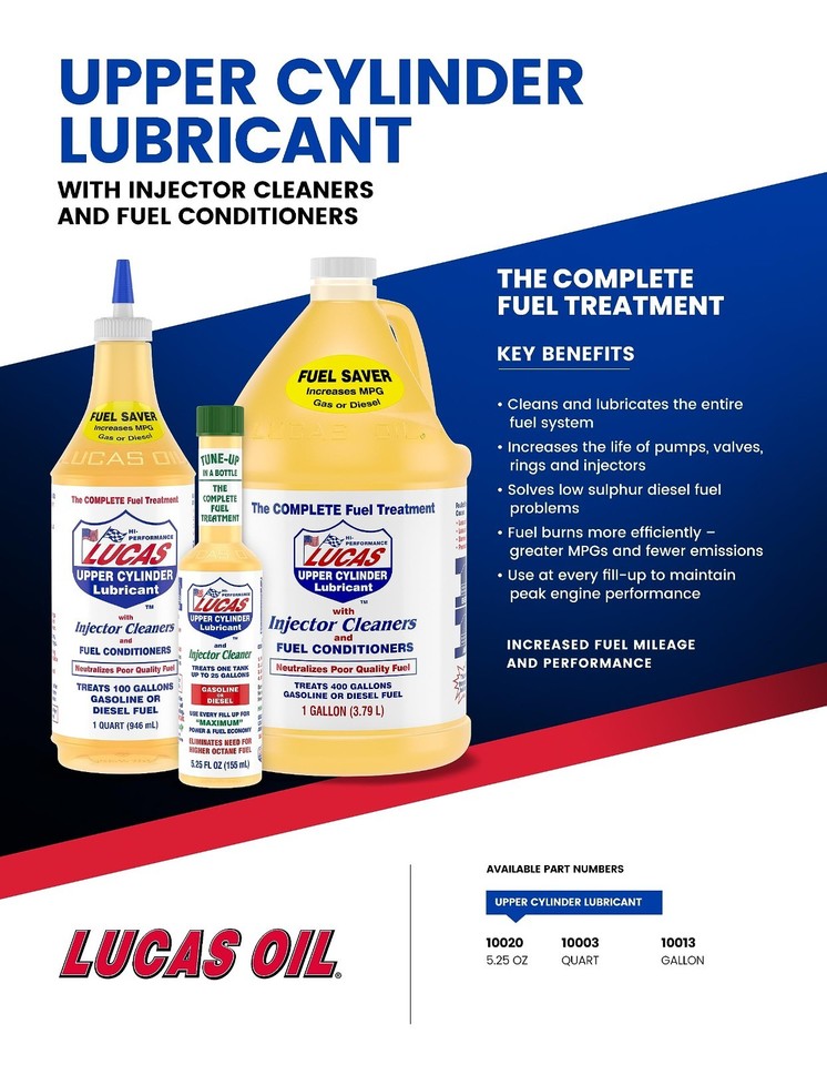 Lucas Oil Fuel Additive,Upper Cylinder Lube,System Cleaner, Lubricant ...