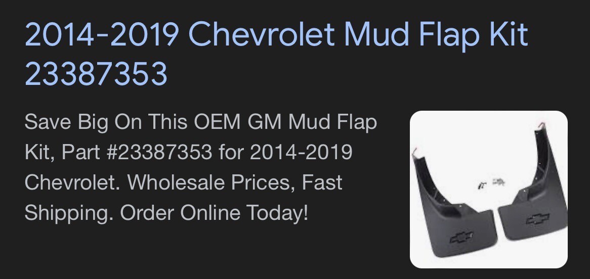 Genuine GM Rear Mud Flap Kit 23387353 | eBay