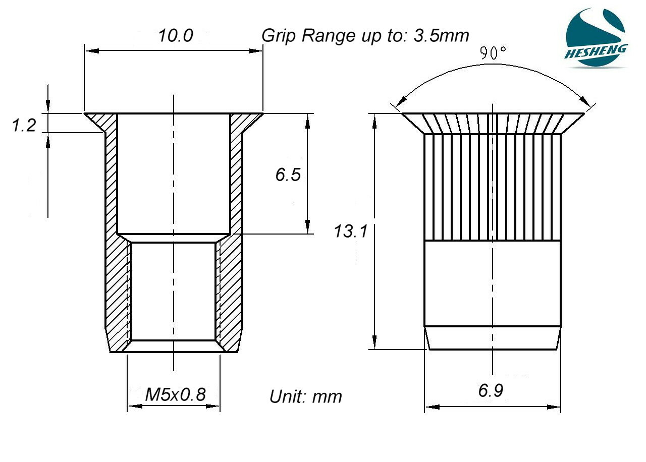 Qty 50 M5 Nutserts Clear Zinc Plated Steel Countersunk Nutsert Rivet ...