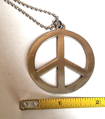 Womens Silver Pewter Peace Sign Symbol Pendant Necklace w/ 24 Ball ...