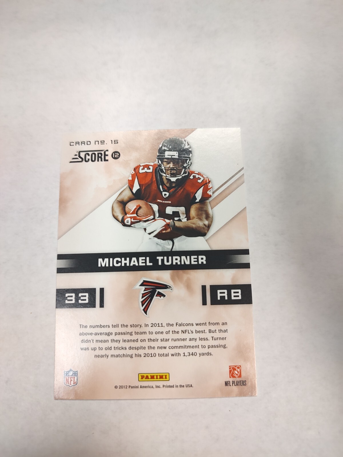 2012 Score In the Zone Atlanta Falcons Football Card #15 Michael Turner ...