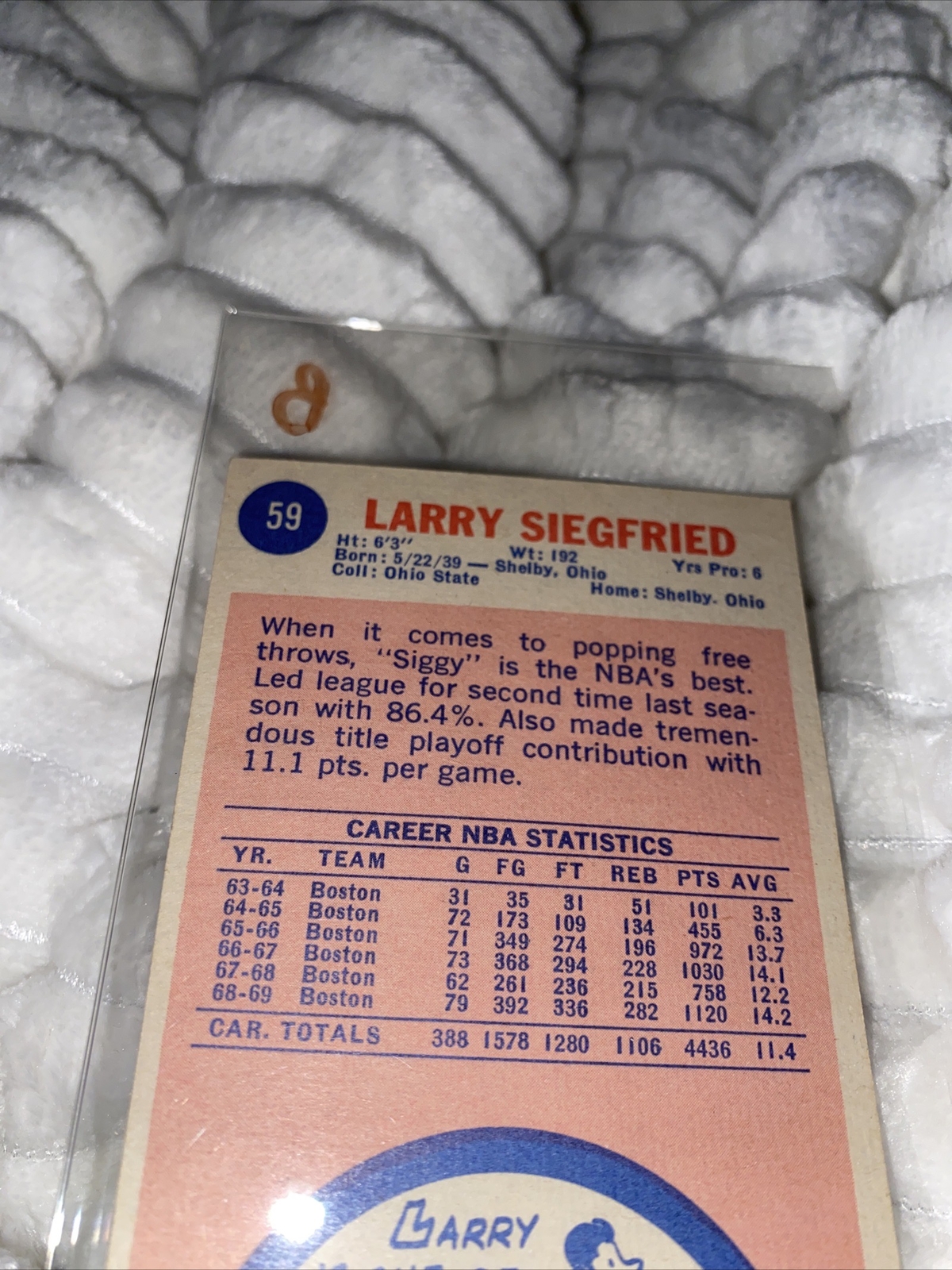 Larry Siegfried- Topps Basketball Boston Celtics Rookie #59- B | eBay