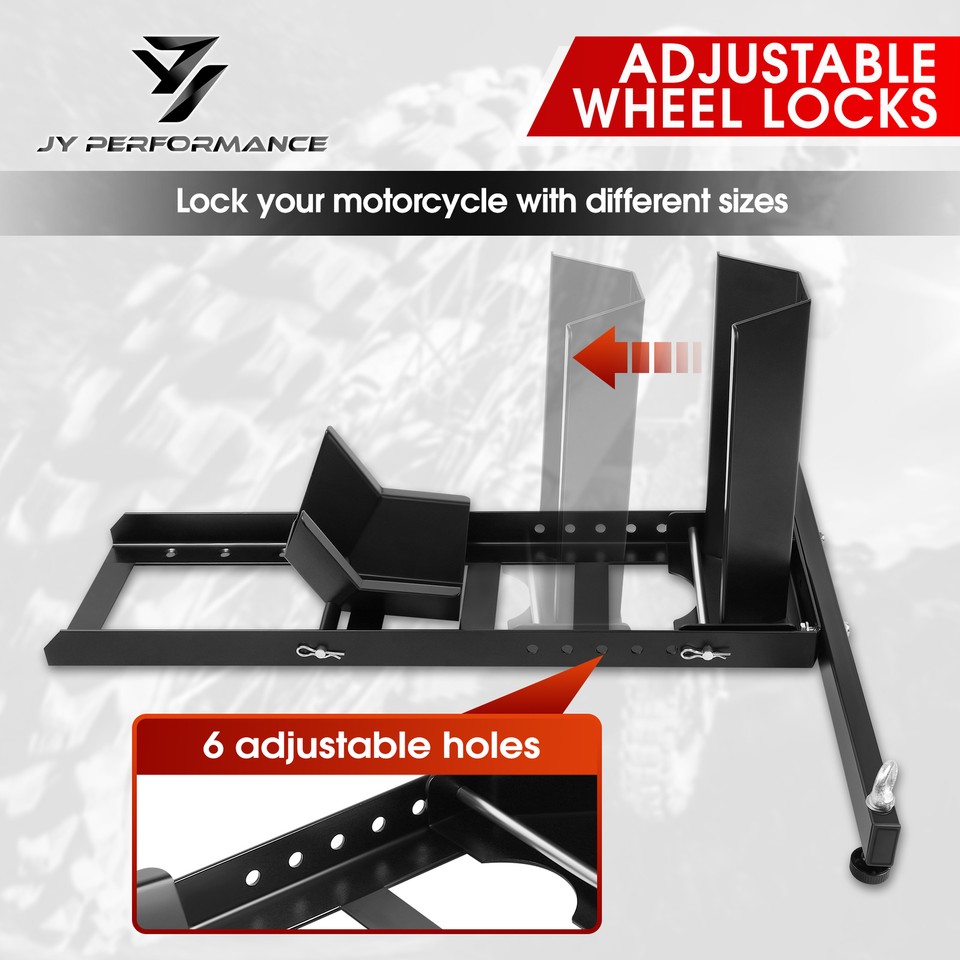 15" -22" Motorcycle Stand Wheel Chock Upright Adjustable 1800lb ...