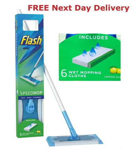 Flash Speed MOP + 6 Free refills Starter Kit Lemon Scent Wet Cloth ...