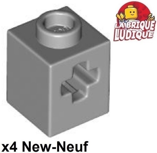 LEGO Technic 4x Brick 1x1 Axle Hole Axle Cross Grey/ Light B Gray 73230 ...