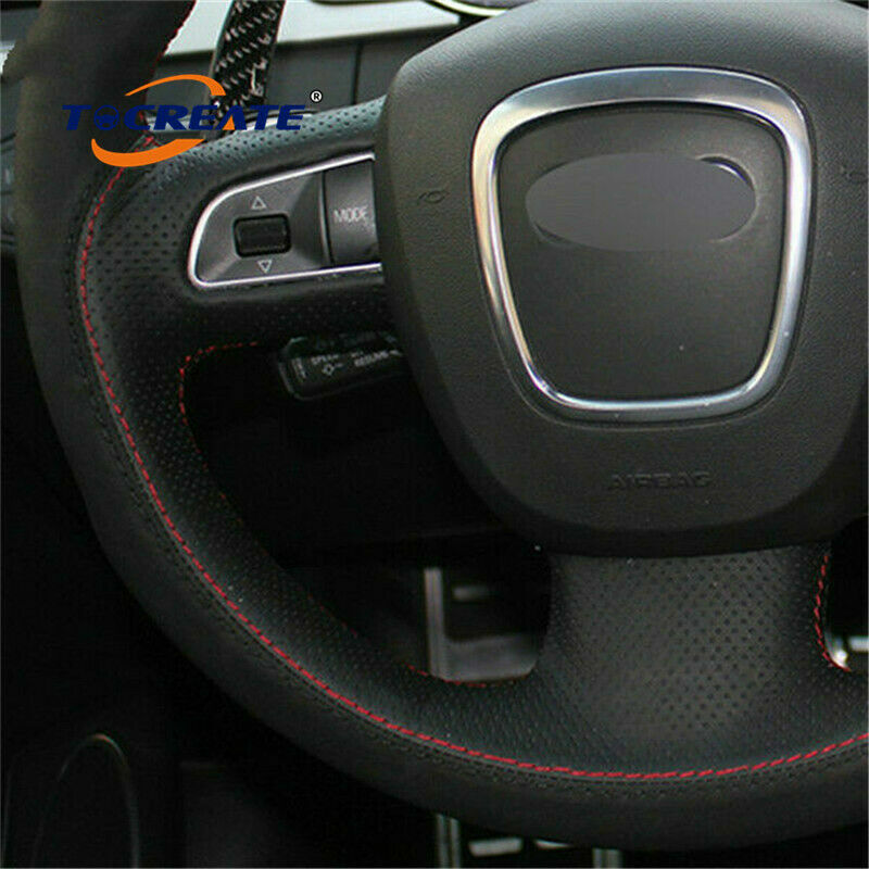 DIY Suede Leather Steering Wheel Cover for Audi A3 A4 A5 A8 Q7 S4 S5 S6 ...