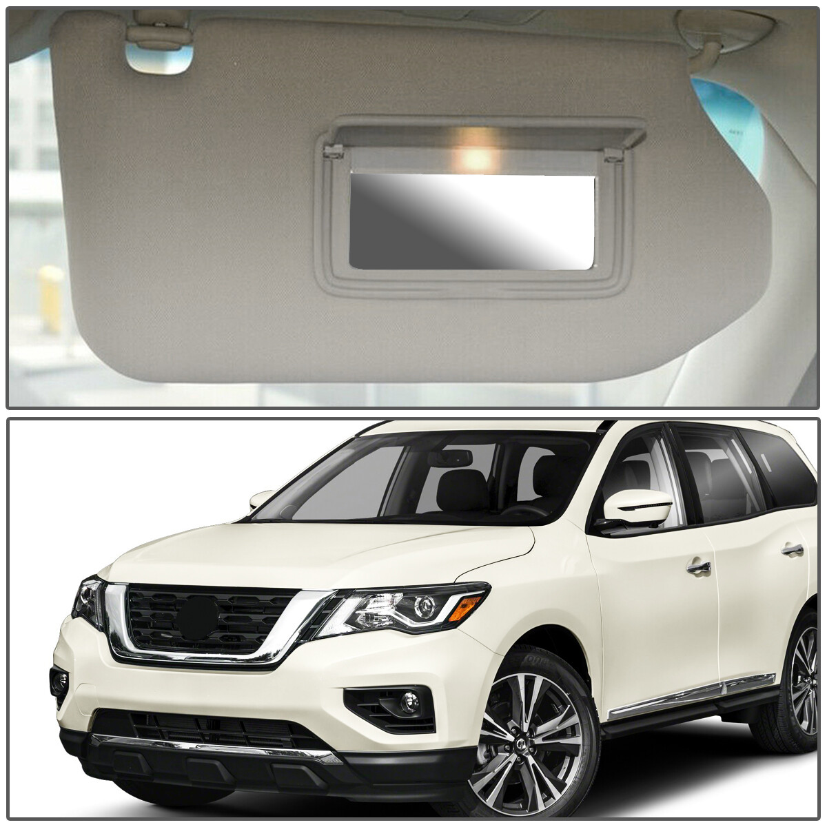 FOR 13-19 PATHFINDER 14-19 INFINITI PASSENGER SIDE SUN VISOR W/VANITY ...