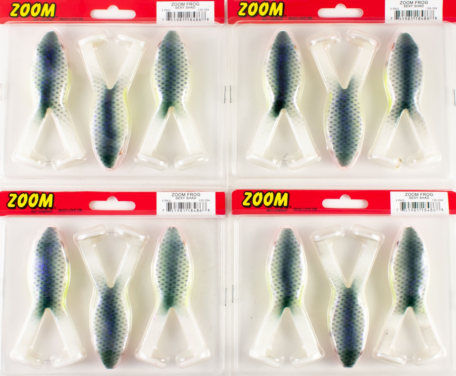 (LOT OF 4) ZOOM FROG 4" 135-354 SEXY SHAD BN2443 | eBay