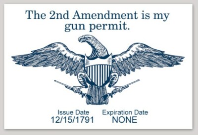 "THE 2ND AMENDMENT IS MY GUN PERMIT" BUMPER STICKER DECAL NRA TRUMP 2A ...