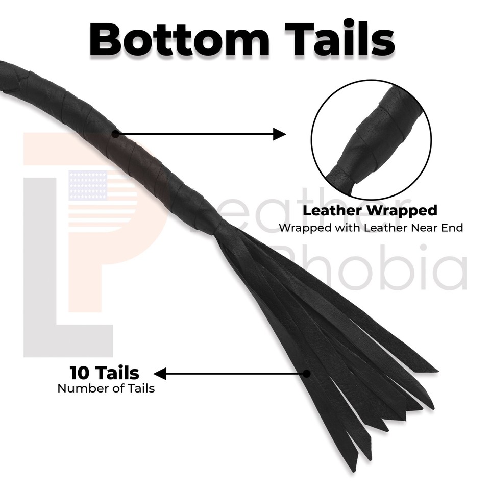 36" Leather Motorcycle Get Back Whip for Handlebar Black Motor Biker ...