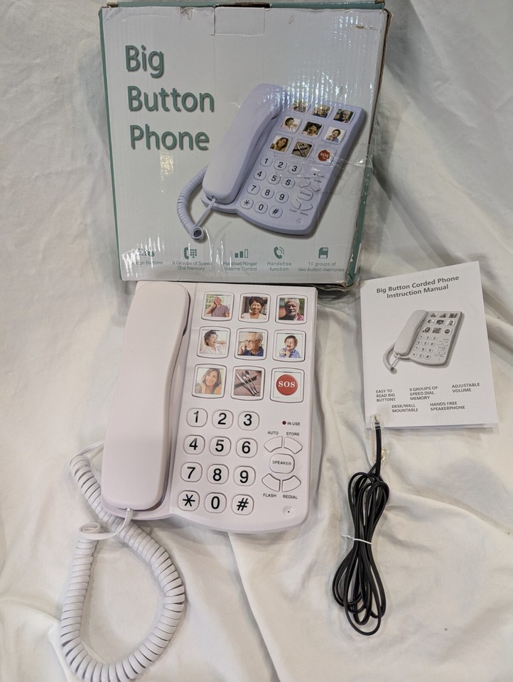 Big Button Phone with Extra Loud Ringer, NIB elderly Visually Impaired ...