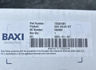 Baxi 720301001 Gas Valve Kit | eBay UK