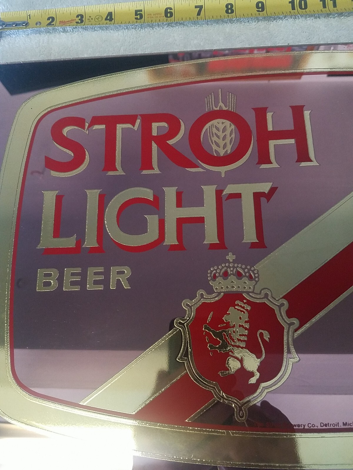Vintage Stroh's Light Beer Mirror Sign Looks Like a Stroh Light Night ...
