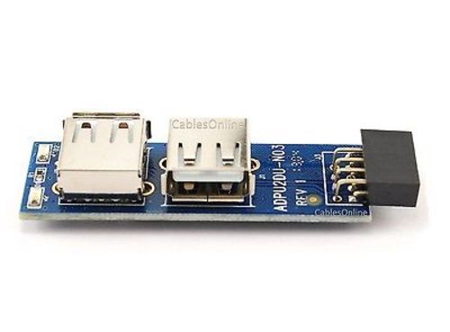 USB 2.0 9-Pin Header (2x5) to Dual USB A Female Port I Type Internal ...