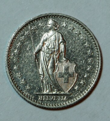 1980 Switzerland 1/2 FR Franc Helvetia Standing Silver Coin | eBay