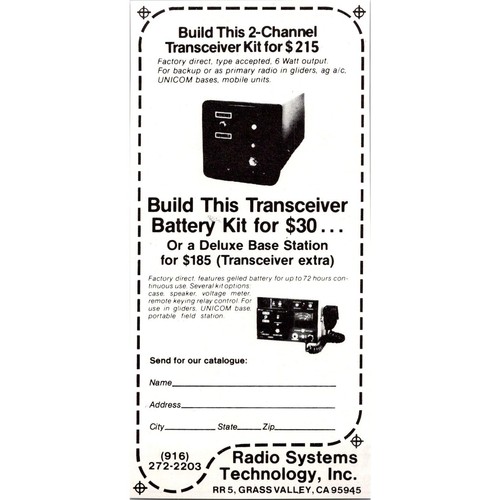 Radio Systems Technology Inc Transceiver Kit 1978 Sport Aviation Ad ...