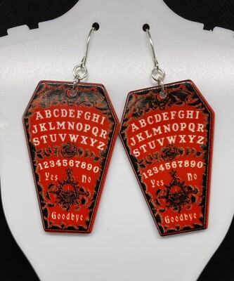 OUIJA BOARD SHAPED COFFIN EARRINGS GOTHIC HALLOWEEN PUNK ROCKABILLY EMO ...