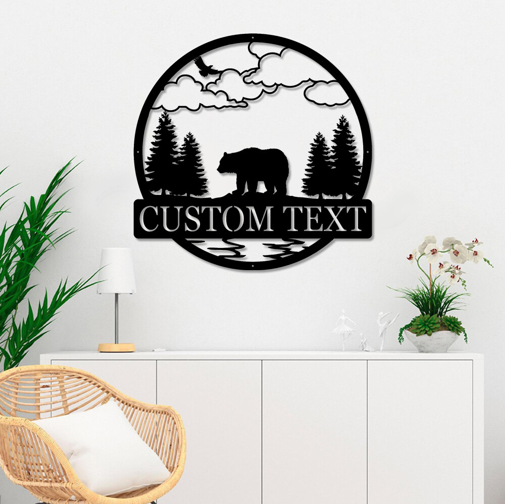 Personalized Bear Metal Signs, Custom Rustic Cabin Bear Sign Outdoor ...