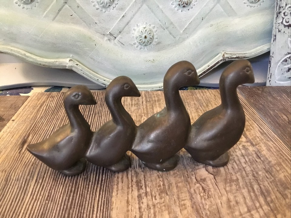 Vintage Brass Ducks Connected Family tarnished natural patina geese 🦆 ...