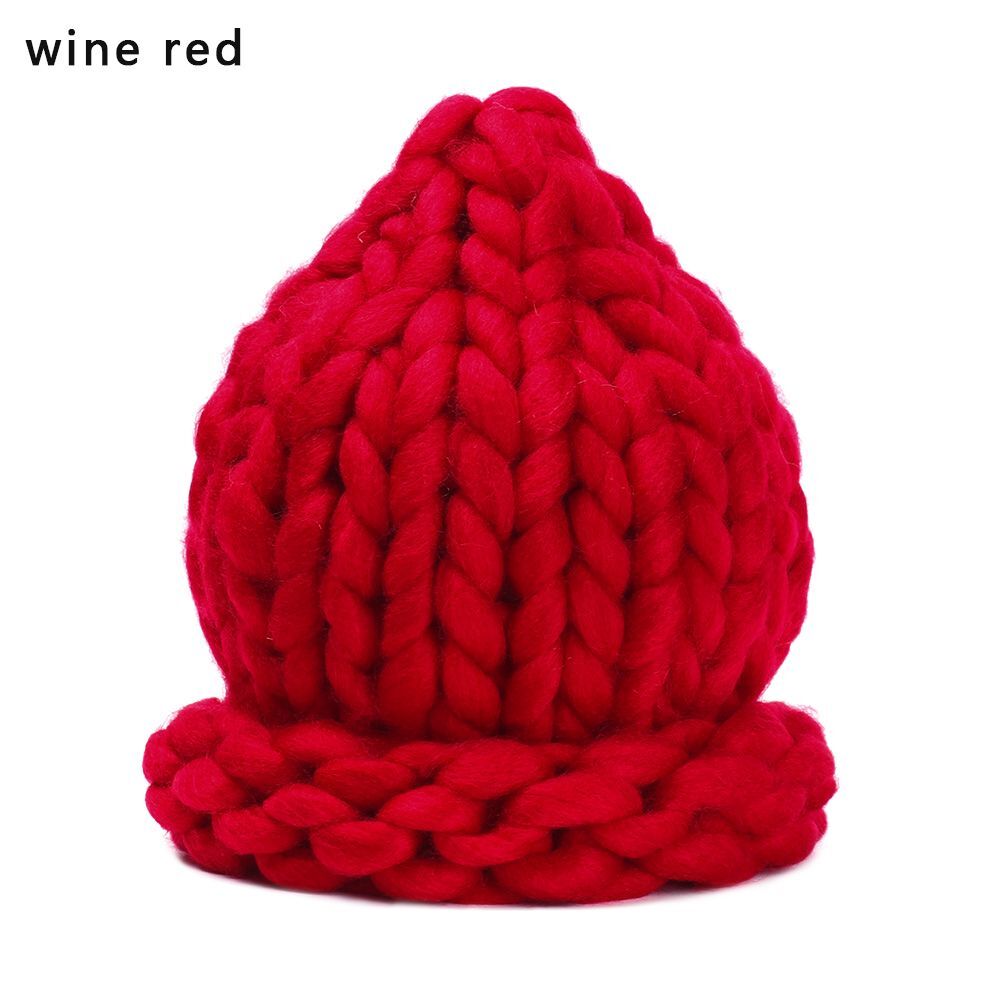 Cotton Casual Simple Winter wool Caps Beanies Coarse Knitted Hat ...